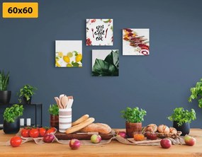 Set obrazů do kuchyně v zajímavém stylu - 4x 60x60 cm