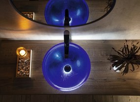 Sapho Sapho, MURANO BLU skleněné umyvadlo na desku, průměr 40cm, modré, AL5318-65