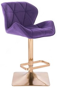 LuxuryForm Barová židle MILANO VELUR na zlaté hranaté podstavě - fialová