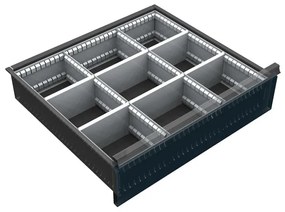 Organizér nářadí do zásuvky skříní KOVOS se šířkou 720 mm, 9 přihrádek, 150 - 240 mm