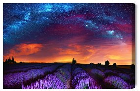 Obraz Levandulové Pole Za Hvězdné Noci Nedostatek Nedostatek Přírodní plátno 120x80