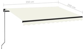 vidaXL Marketos Ručně zatahovací markýza 350 x 250 cm krémová