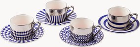 Sada porcelánových šálků na espresso's podšálky Aunty, 8 dílů