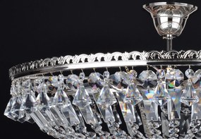 6 Bulbs glittering silver basket crystal chandelier with diamond-shaped crystals