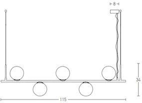 Zambelis 1998 - Lustr na lanku 5xE14/15W/230V zlatá