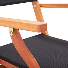 Skládací zahradní židle 2 ks černé masivní eukalyptus textilen - Default Title
