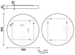 Nimco Bílé LED zrcadlo pr. 900 se dvěma dotykovými senzory - ZPB 31003RVX-05