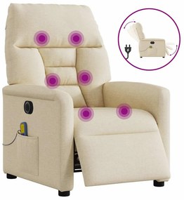 Elektrické masážní polohovací křeslo krémové textil 3303030