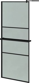 Zástěna do průchozí sprchy s policí černá 80x195 cm ESG/hliník 3185454