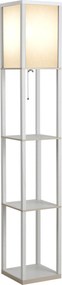 HOMCOM stojanová lampa na polici 26W x 26D x 160H cm 3 police 4 patra MDF bílá