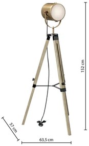 Atmosphera - Stojací lampa EBOR 1xE27/25W/230V borovice/mosaz