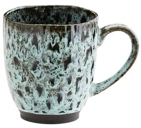 MADAM STOLTZ Kameninový hrnek Green/black 400 ml, modrá barva, zelená barva, keramika