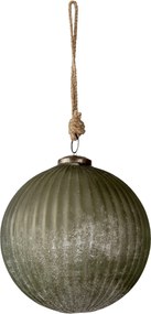 Hnědá vánoční koule se žebrováním L - Ø 16*16 cm