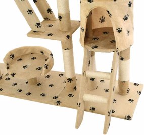 Škrabadlo pro kočky sisalové sloupky 230-250 cm béžové, tlapky 170620