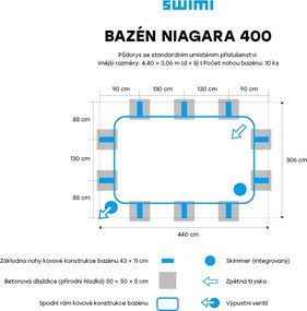 Technypools Bazén NIAGARA 400 4,40 x 3,06x 1,25 m (9901P) Barva: modrá