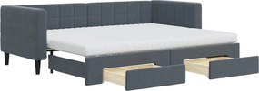 Válenda s přistýlkou a zásuvkami tmavě šedá 80 x 200 cm samet 3196757