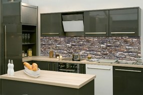 DIMEX | Fototapeta do kuchyně Staré cihlová zeď KI-260-174 | 260 x 60 cm | béžová, hnědá, šedá