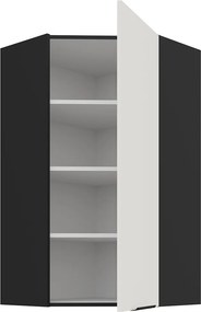 ARIA wb | horní kuchyňská skříňka 60x60 GN-108 1F (45°) rohová s policemi | 60x60 cm | EXTRA VYSOKÁ | černá/bílá
