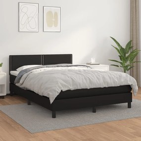 Box spring postel s matrací černá 140 x 190 cm umělá kůže