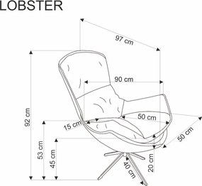 Relaxační křeslo LOBSTER — kov, látka, skořicová