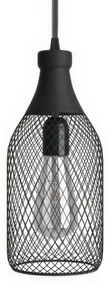 creative cables Závěsná lampa s textilním kabelem, stínidlem tvaru lahve jéroboam a kovovými detaily Barva: Černá