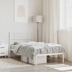 vidaXL Kovový rám postele s čelem 90 x 190 cm [355259] Barva: Bílá