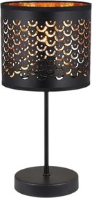 Stolní lampa Morgan, 1x plastové/černé textilní stínítko, b/g
