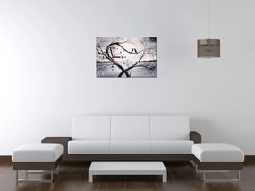 Gario Obraz s hodinami Ptačí láska na větvi Rozměry: 100 x 40 cm