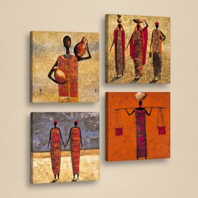 Sada obrazů AFRICAN WOMEN 33 x 33 cm 4 kusy