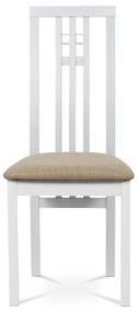 Jídelní židle BC-2482 WT masiv buk, barva bílá, látka béžová