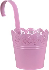 A.H.G. Zinkový květináč na balkon Crown, růžová, pr. 10,5 x 22 cm