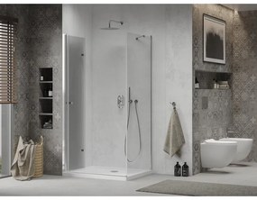 Mexen Lima skládací sprchový kout 110 x 90 cm, Průhledné, Chromovaná + sprchová vanička Flat - 856-110-090-01-00-4010