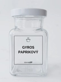 Samolepka na kořenky GYROS PAPRIKOVÝ průhledná 5 × 5 cm tučné písmo
