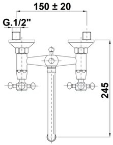 , ANTEA nástěnná baterie, vrchní ramínko, chrom, 3361