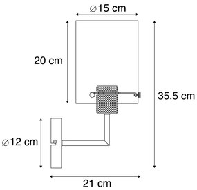Designová nástěnná lampa černá s kouřovým sklem - Dome