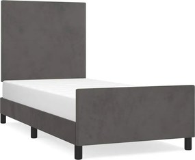 Rám postele bez matrace tmavě šedá 80 x 200 cm samet 3125600