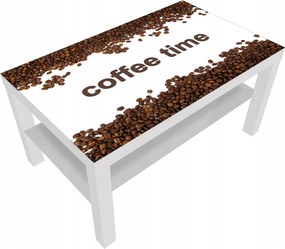 Stůl Ikea Lack se sklem sklo nápis coffee