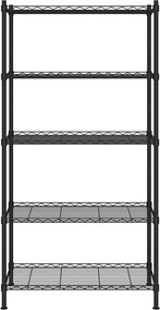 Úložný regál 5 polic 90 x 35 x 180 cm černý 250 kg 324624