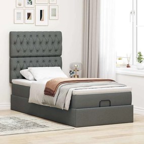 Osmanský rám postele s matrací tmavě šedá 90x190cm textil 3314052