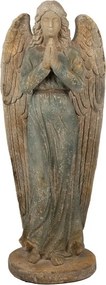 Béžovo-zelená antik dekorace socha anděl Angel Vintage - 48*32*119 cm