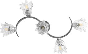 Stropní lampa průhledná skleněná stínidla 5 žárovek E14 tulipán 289233