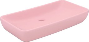 Luxusní umyvadlo obdélníkové matné růžové 71 x 38 cm keramické 146955