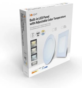 Solight LED mini panel CCT, podhledový, 12W, 900lm, 3000K, 4000K, 6000K, čtvercový