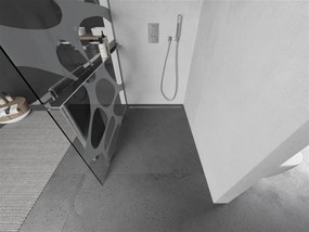 Mexen Kioto+, sprchová zástěna s poličkou a držákem na ručníky 100 x 200 cm, 8mm čiré sklo vzor bílý, chromový profil, 800-100-121-01-97