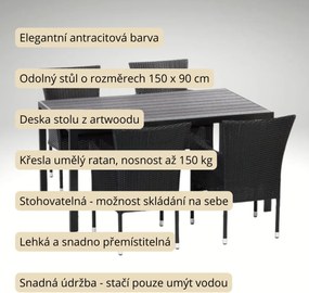 Vikio Zahradní jídelní set pro 4 osoby DT257 antracit