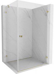 Mexen Lunar-B, pravostranný výklopný sprchový kout 100 x 70 cm, 8mm čiré sklo, zlatý profil, 832-100-070-50-00-P
