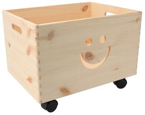 ČistéDřevo Dřevěná bedýnka s úsměvem 40 x 30 x 23 cm na kolečkách