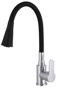 Gamma Flex 3000, stojánková dřezová baterie s flexibilním ramenem, černá-chromová, GMA-BFX-3000CH