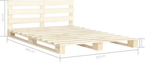Rám postele z palet masivní borovice 200 x 200 cm 285247