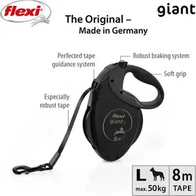 Flexi Giant L Black Edition pásek 8m černé / Vodítko
